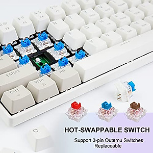 Newmen GM610 60% Wireless Mechanical Keyboard,Wired/Bluetooth RGB Backlit,61 Anti-Ghosting Keys,Programmable,Hot-Swappable Gaming Keyboard,for PC Windows Mac Laptop Computer(Blue)