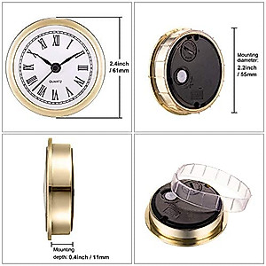 Hicarer 2.4 Inch (61 mm) Quartz Clock Fit-up/Insert with Roman Numeral, Quartz Movement (Gold Rim)