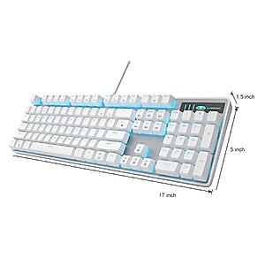 MageGee Mechanical Gaming Keyboard, Wired USB Adjustable Backlight Keyboard, New Mechanical Storm 100% Anti-ghosting Keyboard with Blue Switches for Windows PC/MAC Games (White)