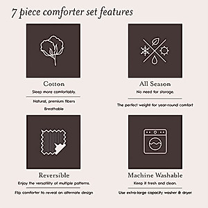 Laura Ashley - Queen Comforter Set, Cotton Reversible Bedding, Includes Matching Shams with Bonus Euro Shams & Throw Pillows (Cassidy Yellow, Queen)