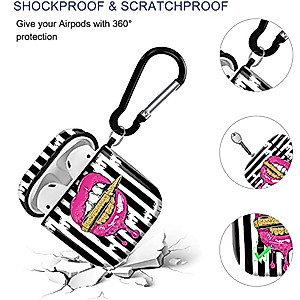 Airpods Case Cover Compatible with Apple Airpods 1 & 2,Fully Protected Shockproof 3D Cute Funny Cool Cartoon case with Keychain Clip Carabiner and Lanyard Support Wireless Charging (Purple Lips)