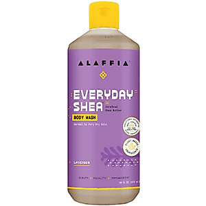 Alaffia Everyday Shea Body Wash, Naturally Helps Moisturize and Cleanse Without Stripping Natural Oils with Fair Trade Shea Butter, Neem, and Coconut Oil, Lavender, 2 Pack - 16 Fl Oz Ea