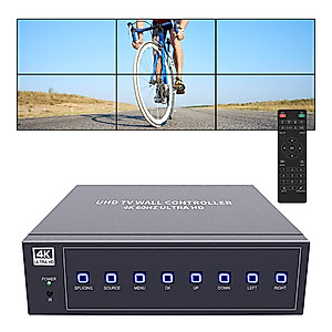 ISEEVY 4K60 UHD Video Wall Controller 2x3 3x2 1x5 1x6 4K TV Wall Controller for 6 TV Splicing Display Support 3840x2160@60Hz Inputs and Rotate 90 Degree for Portrait Mode Screens