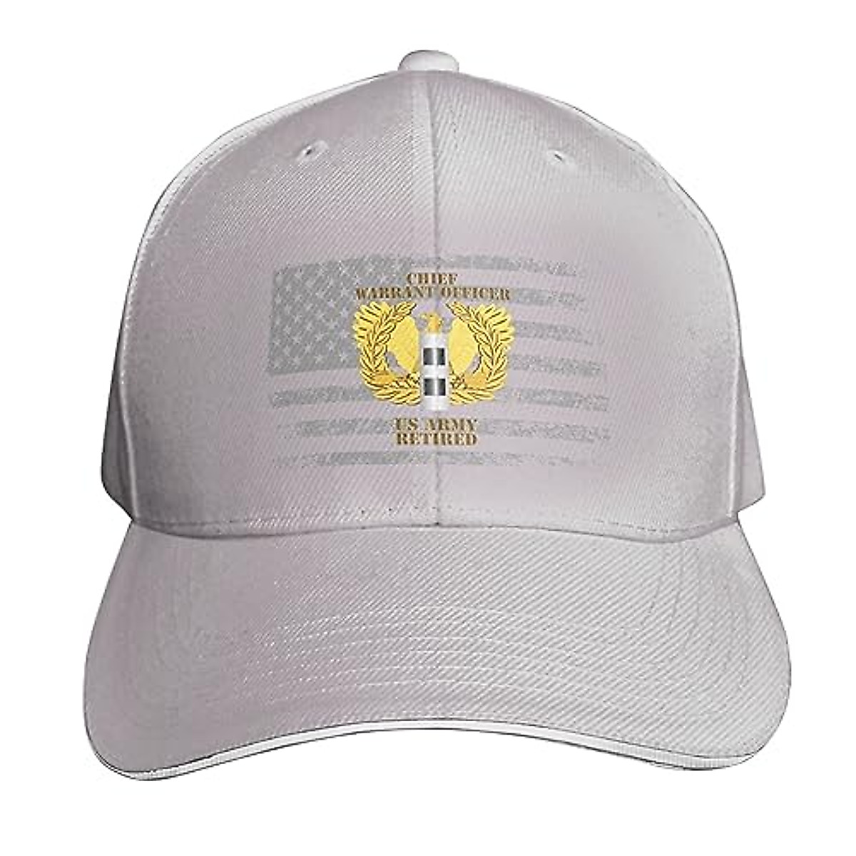 Army Retired Chief Warrant Officer Emblem Cw2 Hat Baseball Cap Duck Tongue Cap Adult Sandwich Hat Gray
