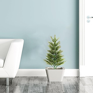 4 Pack Faux Mini Pine Trees 18.89inch Cedar Stems Small Artificial Christmas Tree Xmas Seasonal Indoor Outdoor Home Garden Decor Holiday Decorations,Green