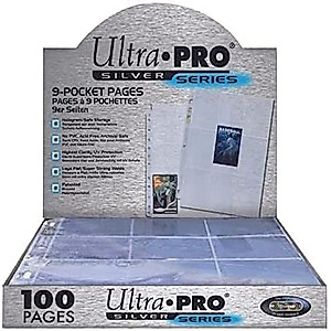 Ultra Pro 9 Pocket Pages Silver Series 100 Pages of Card Sleeves for Trading Card Binder, Baseball Card Binder, Pokemon Card Sleeves and Baseball Card Sleeves