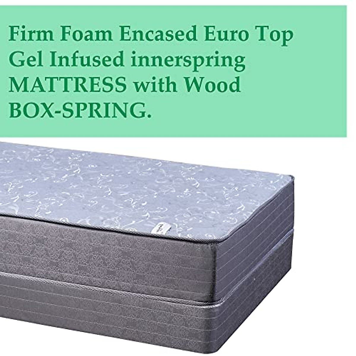 Nutan 11-Inch Firm Foam Encased Euro Top Gel Infused Innerspring Mattress Set with 8" Wood Box Spring/Foundation Set, Twin