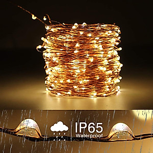 LRIFUE Solar 8 Lightning Modes Powered String Light 55ft/17m 240 LEDs Starry String Lights Copper Wire Lights Ambiance Lighting for Outdoor, Gardens, Homes, Dancing, Christmas Party(Warm White)