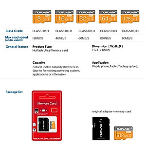 Memory Card 512GB Micro SD Card 512GB Micro SD Memory Cards HIGH Speed for Smart-Phone/Bluetooth Speaker/Tablet/PC/Camera Class 10 TF Card 512GB + SD Card Adapter