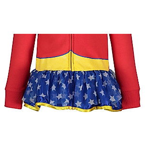 WARNER BROS Justice League Wonder Woman Little Girls Zip Up Costume Hoodie Red 7-8