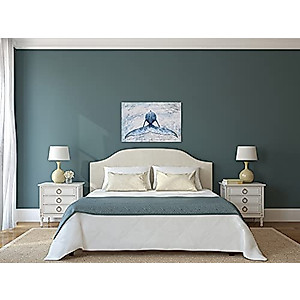 SYGALLERIER Coastal Canvas Wall Art - Blue and White Whale Paintings - Modern Abstract Tropical Fish Pictures with Textured for Bathroom Bedroom Living Room Decor