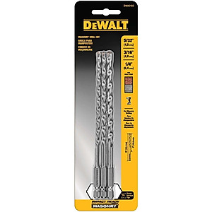 DEWALT DWA5103 Impact Ready Masonry Bit Set, 3 Piece