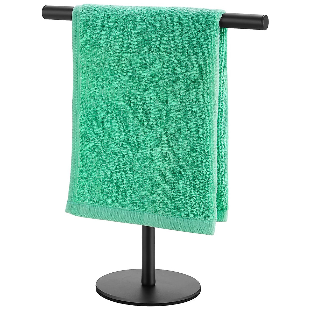 Hand Towel Holder for Bathroom, T-Shape Free Standing Towel Bar Rack Stand, Matte Black Hand Towel Rack for Bathroom Kitchen Vanity Countertop
