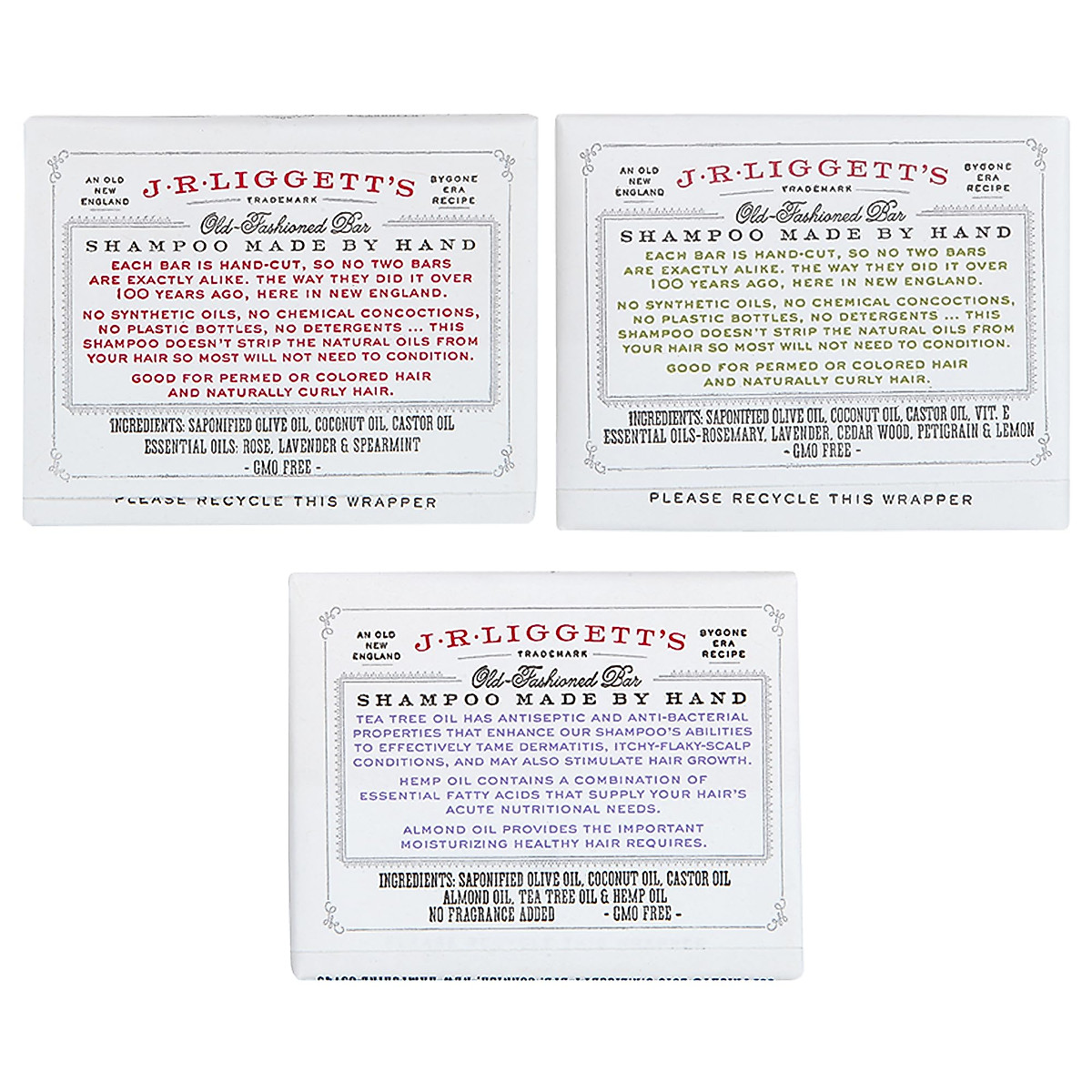 J·R·LIGGETT'S All-Natural 6 Variety Shampoo Bars .65oz. Sampler Pack, Support Strong and Healthy Hair-Nourish Follicles with Antioxidants and Vitamins-Detergent and Sulfate-Free, 6 Mini Shampoo Bars