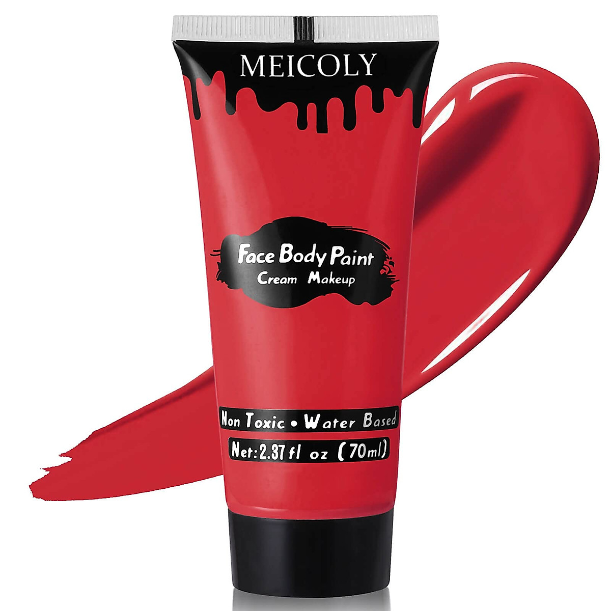 MEICOLY Devil Red Face Body Paint,2.37Oz Large Tube Water Based Washable Face Paint for Halloween Makeup,Cream Full Body Paint for Adults and Kids,Face Painting for Clown Joker Demon Vampire Spiderman