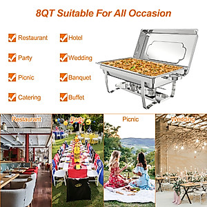 Lifezcime 2 Pack Chafing Dishes Buffet Set, 8QT Stainless Steel Chafers with Foldable Frame, Catering Food Warmers with Full Size & Half Size Pans for Weddings, Party, Banquet