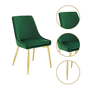 CangLong Upholstered High End Velvet Dining Chair with Metal Legs for Kitchen, Dining, Living, Guest, Bed Room Side Chair, Set of 2, Green