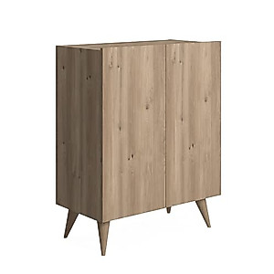 motionPETS KansoHaus KLIIP Shoe Cabinet for Entryway with Doors, Modern Space Saving Furniture Shoe Rack Storage, Holds 12 Pairs of Shoes, Brown Oak Shoe Cabinet