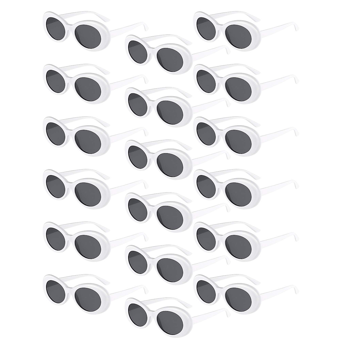18 Pack Retro Clout Oval Mod Thick Frame Round Lens Sunglasses Women Men Sunglasses White
