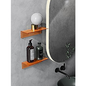 Weronique Floating Shelves Small Acrylic Shelf with 2 Installations Wall Mounted Thicker Display Shelves Set of 2 for Smart Speaker/Action Figures/Security Camera, with Cable Clips, Neon Orange