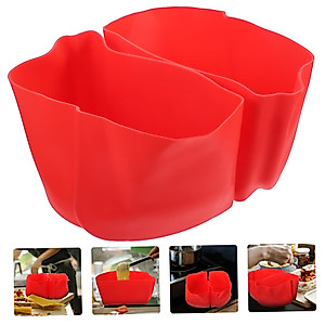 HOMSFOU 4 Sets Saucepan Silicone Lining Silicone Cookware Silicone Cooking Utensils Red Rice Cooker Multi-use Cooker Divider Slow Cooker Insert Kitchen Supplies Non-slip