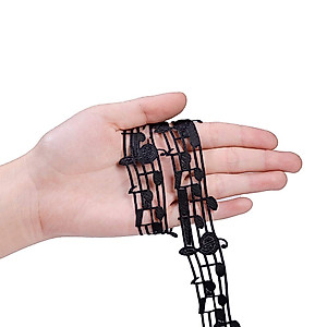 PH PandaHall Music Note Ribbon 20 Yard Music Party Decoration 30mm Rock and Roll Party Decorations Hollow Cut Out Music Note Clothing Trim for Scrapbooking Music Party Birthday Wedding Decor, Black