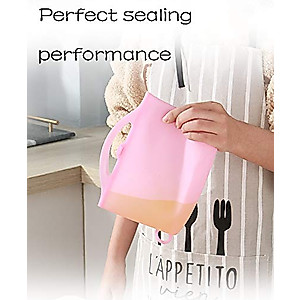 Upgraded 2 Pack Reusable Silicone Food Bag Zip Lock Containers, BPA Free Leakproof Storage Bags for Fruit/Snack/Vegetables (Pink/Blue)