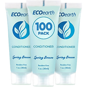 EcoEarth Travel Size Conditioner (1 fl oz, 100 PK, Spring Breeze), Delight Your Guests with Revitalizing and Refreshing Hotel Conditioner, Quality Small Size Travel Amenities Hotel Toiletries in Bulk