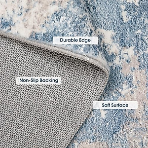 Area Rug Living Room Rugs: 5x7 Indoor Soft Fluffy Rug Abstract Carpet for Bedroom Kitchen Dining Room Floor Washable Plush Throw Large Accent Rug Home Office Nursery Decor - Gray/Blue