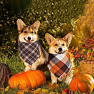 STMK Thanksgiving Day Dog Bandanas, 4 Pack Fall Dog Bandana Scarf with Tassels Edges for Holiday Fall Thanksgiving Day Dog Puppy Costume (Plaid)