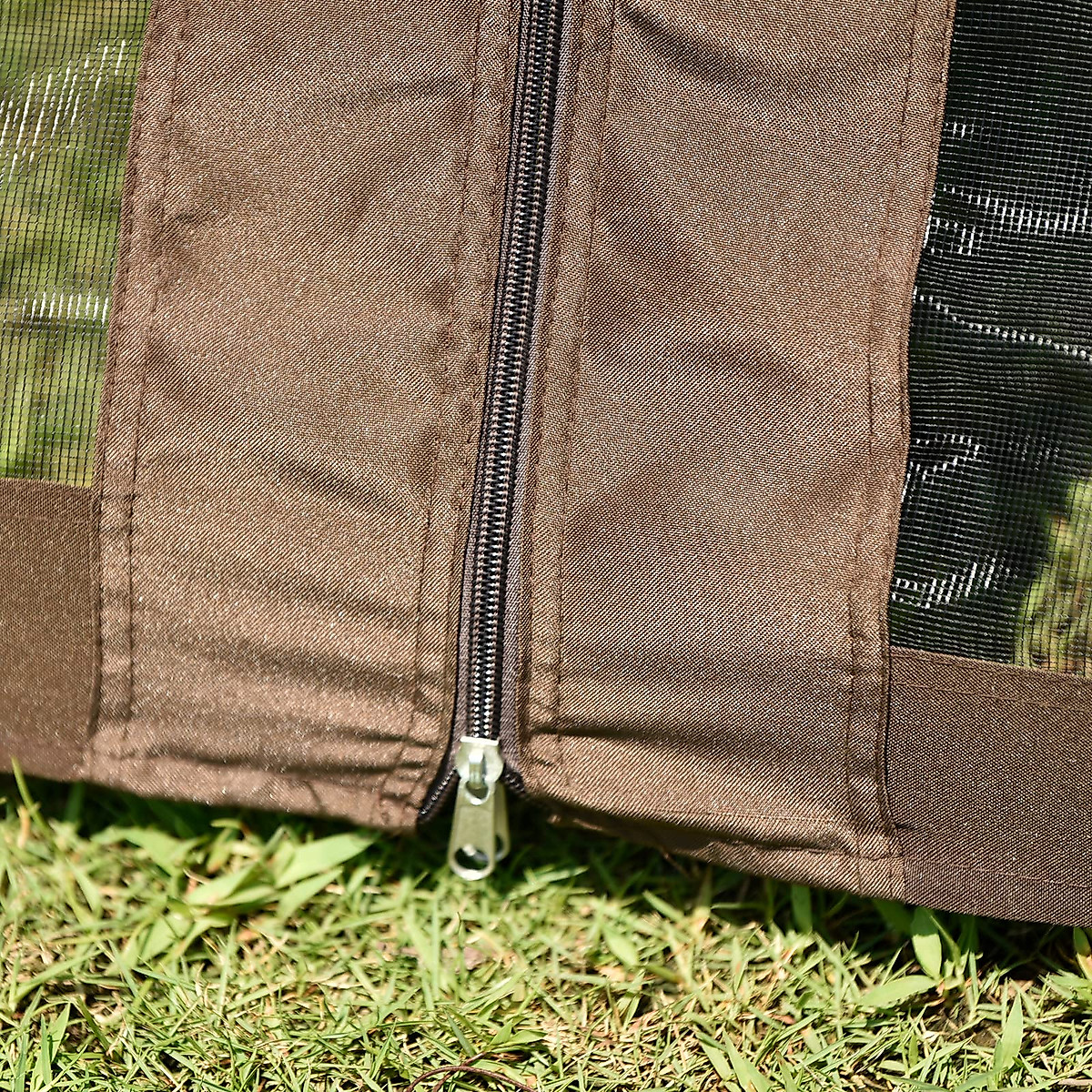 9.8' X 9.8' Patio Gazebo with Mosquito Netting, Outdoor Canopy with Screen, Gazebo Tent with Double Roofs for Party BBQ Grill Event, Brown