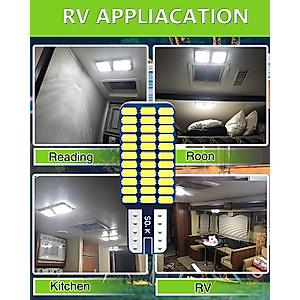 UNXMRFF - Super Bright Natural White T10 921 922 912 LED Bulb for 12V RV Ceiling Dome Light/RV Interior Lighting/Travel Trailer/Camper/Boat (Pack of 10)