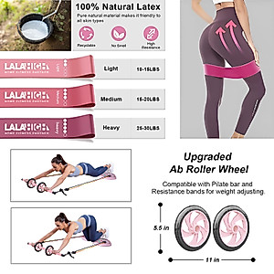 LALAHIGH Home Workout Equipment for Women, Multifunction Push Up Board, Portable Home Gym System with Resistance Bands,Ab Roller Wheel, and 20 Gym Accessories, Professional Strength Training Exercise