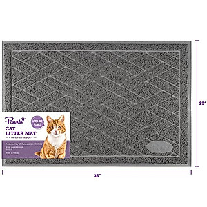 Pawkin Cat Litter Mat, Patented Design with Litter Lock Mesh, Extra Large, Durable, Easy to Clean, Soft, Fits Under Litter Box, Litter Free Floors, Gray