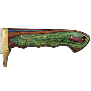 Wild Turkey Handmade Collection 17.25" Fixed Blade Hunting Knife w/Leather Sheath (COLORED WOOD)