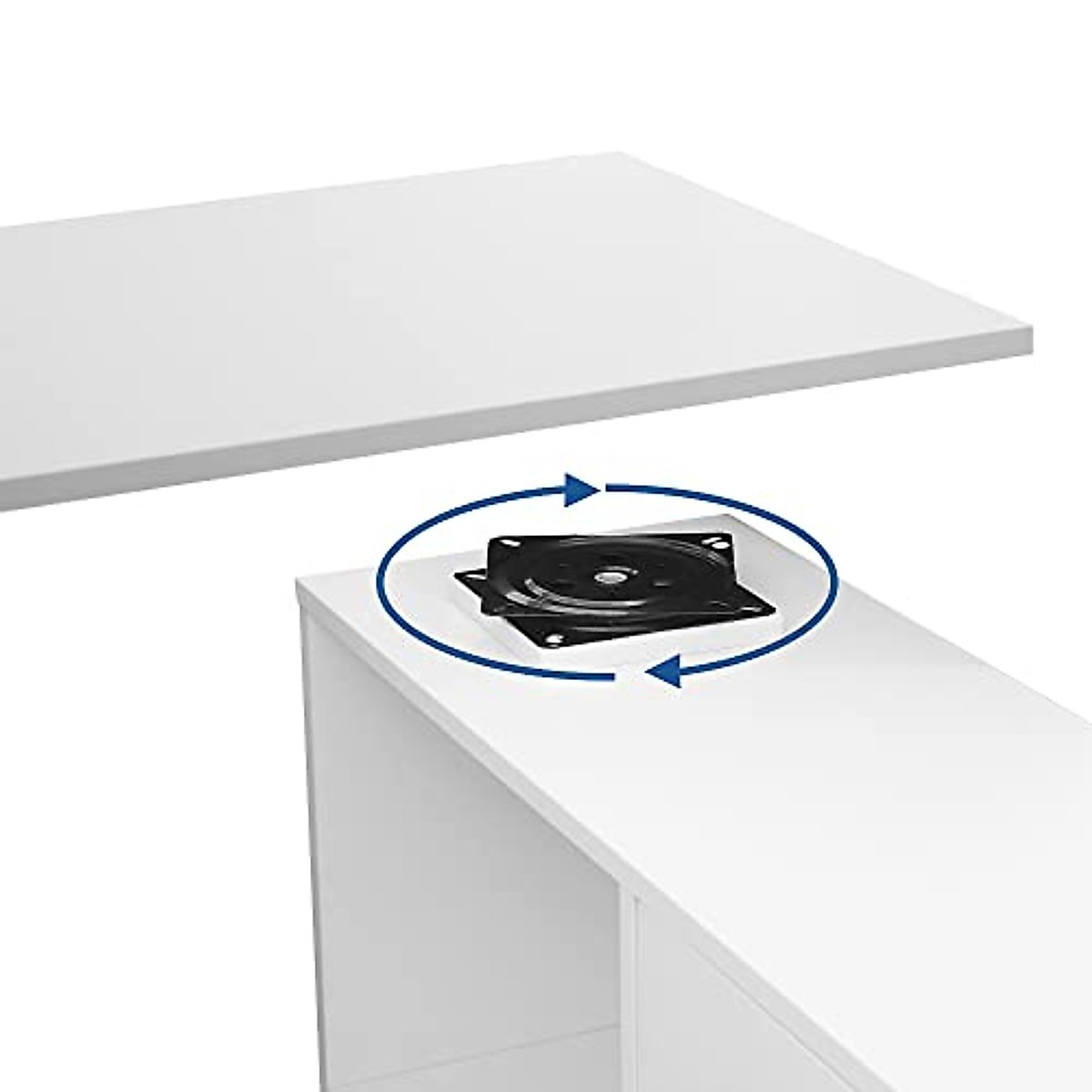 VANSPACE L-Shaped Rotating Computer Desk 68 inch with Storage Shelves Home Office Corner Desk with Drawers and File Cabinet Multipurpose Study Writing Table for Bedroom Small Space White