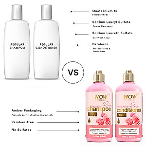 WOW Skin Science Himalayan Rose Hair Shampoo & Conditioner for Dry Damaged Hair - Hydrating Hair Repair (Set 16.9 Fl Oz (Pack of 2))