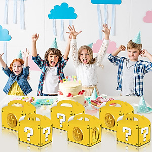 OULUN 12Pcs Mario Question Mark Party Candy Box, Super Brothers Question Mark Gold Coin Themed Party Candy Box