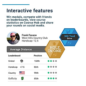 Shot Scope V3 GPS Golf Watch - Automatic Shot Tracking - F/M/B + Hazard Distances - Strokes Gained - iOS and Android Apps - 100+ Statistics, 36,000+ Pre-Loaded Worldwide Courses - No Subscriptions
