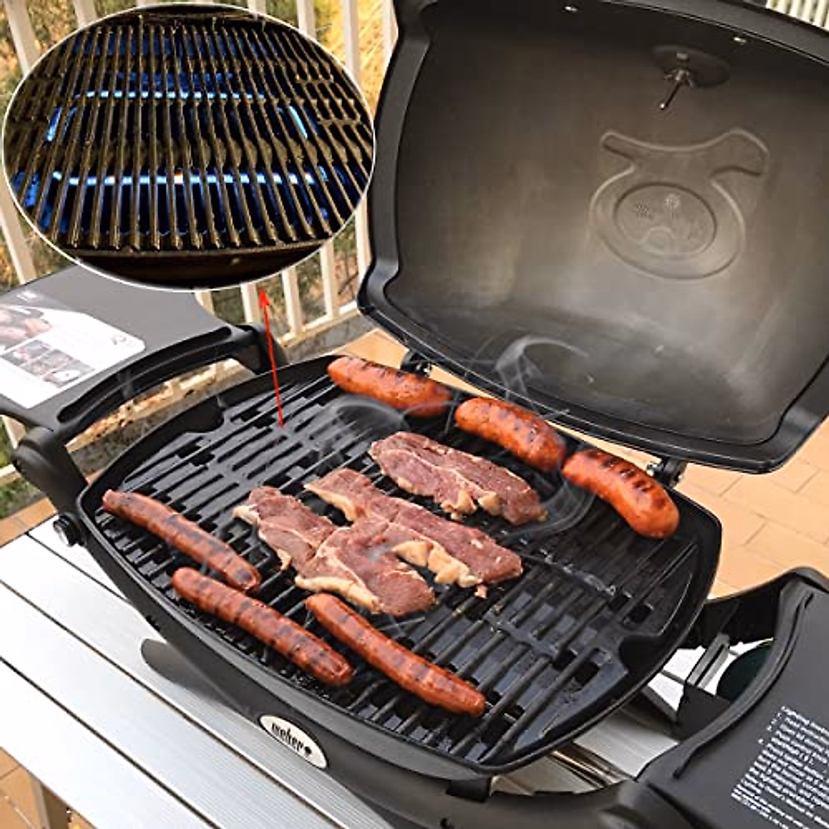 FIRXZYMZ 60040 Grill Burner for Weber Q100, Q120, Q1000, Q1200, Baby Q Gas Grills, 17inch Stainless Steel Replacement Part 69957/45657 for 386001, 386002, 516002, 516001, 50060001, 51060001