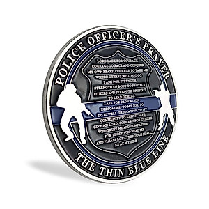 Saint Michael Law Enforcement Challenge Coin Thin Blue Line Police Officer Prayer