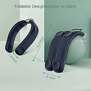 Trakxy Four Blades Foldable Neck Fan 2022 New Version, 4000 mAh Battery Powered Bladeless Neck Fan, Upgraded Four Blades Super Strong Wind Portable Fan for Outdoor Sports, Home, Office, Travel-Blue
