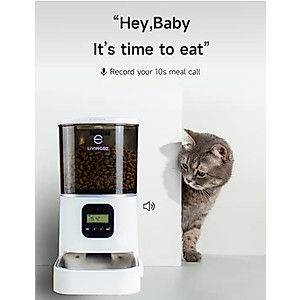LivingEZ 6L Smart Automatic Cat Feeder for Dry Pet Food, Timed Cat Feeder Programmable Portion Control for 4 Meals per Day, Pet Feeder with Voice Recorder for Cats and Dogs