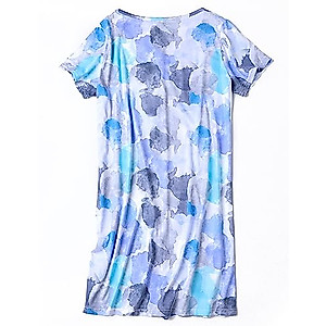 ENJOYNIGHT Womens Short Sleeve Nightgown Tie Dye Nightshirt Nursing Sleepshirts Breastfeeding Sleep Dress(White Color,X-Large)