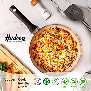HUDSON Crepe Pan has Ceramic Nonstick, 8.7, Cookware, Pots and Pans, Copper
