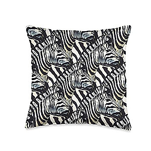 Cute Zebra Print Animal Accessories and Stuff Pattern Zebra Print Wild Life Safari Animal Throw Pillow, 16x16, Multicolor
