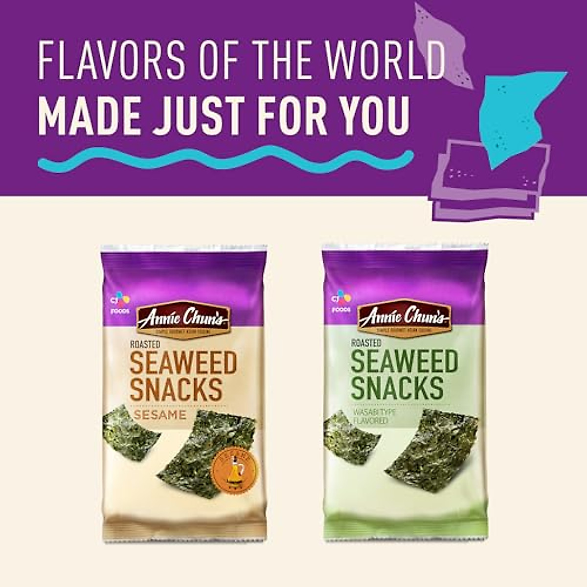 Annie Chun's - Roasted Seaweed Snacks, Sesame-Flavor, 0.35 oz, Keto, Vegan, Gluten-Free, Dairy Free, Light & Airy, Hearty & Delicious Snacks, 0.16-Oz (Pack of 12)