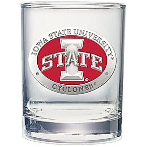 Heritage Pewter Iowa State Double Old Fashioned Glass | Double Rocks Glass 14 OZ for Liquor | Expertly Crafted Pewter Glass