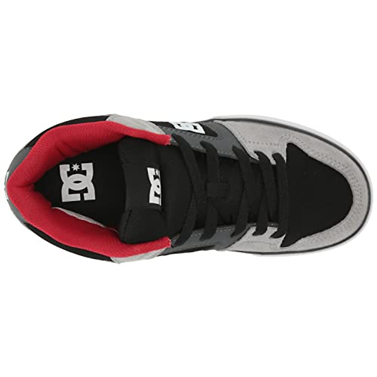DC Men's Pure MID Casual Skate Shoe, Black/Grey/RED, 12