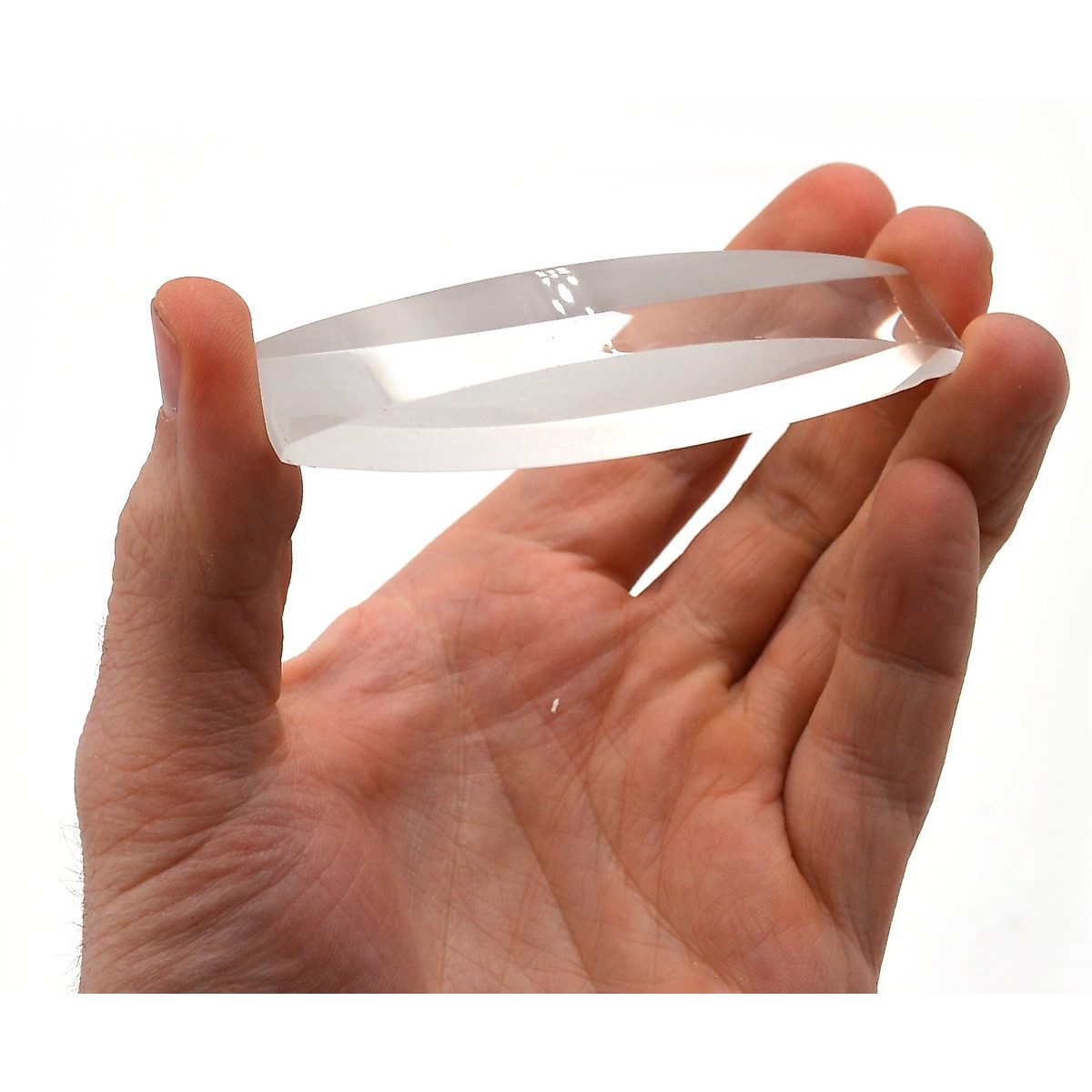 Eisco Labs Double Convex Acrylic Lens; 89mm Length, 20cm Focal Length - Clear Face & Frosted Face